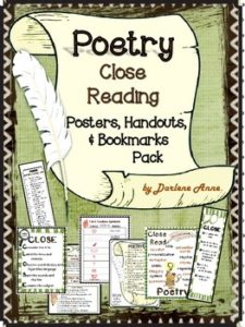 Poetry Close Reading Posters, Reference Handouts, and Bookmarks - ELA ...